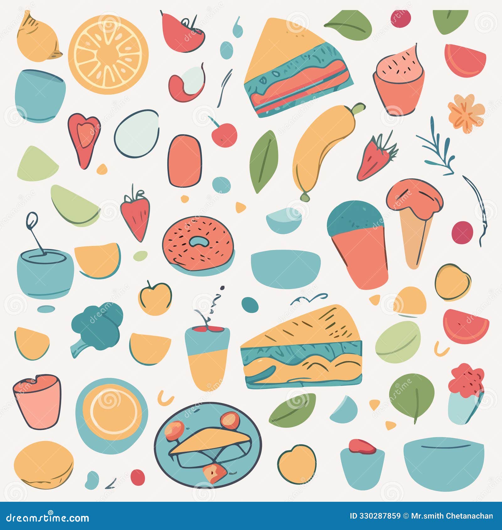 Hand Drawn Food Elements Vector Graphics 001 Stock Illustration ...