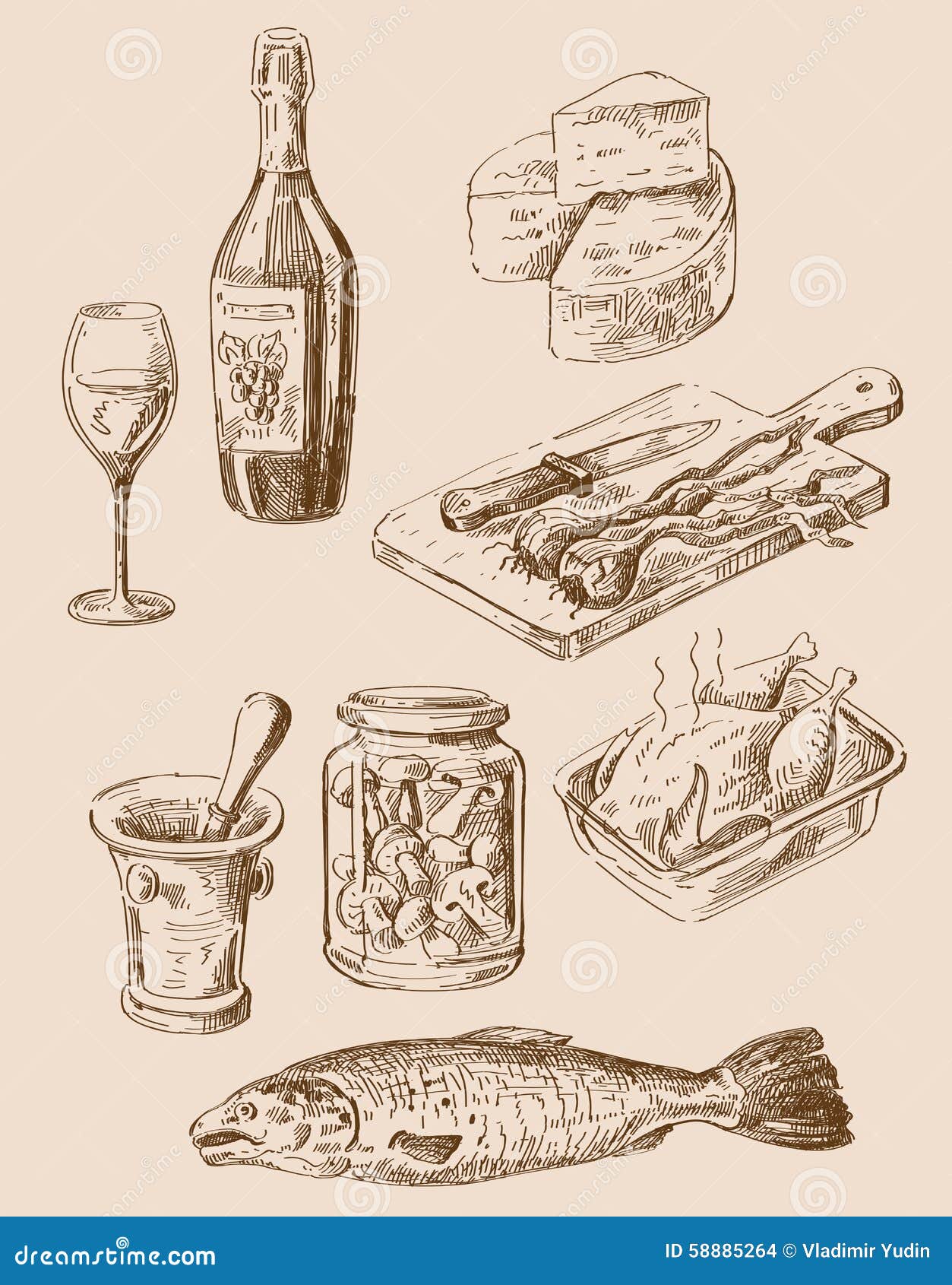 Hand drawn food sketch stock vector. Illustration of menu - 58885264