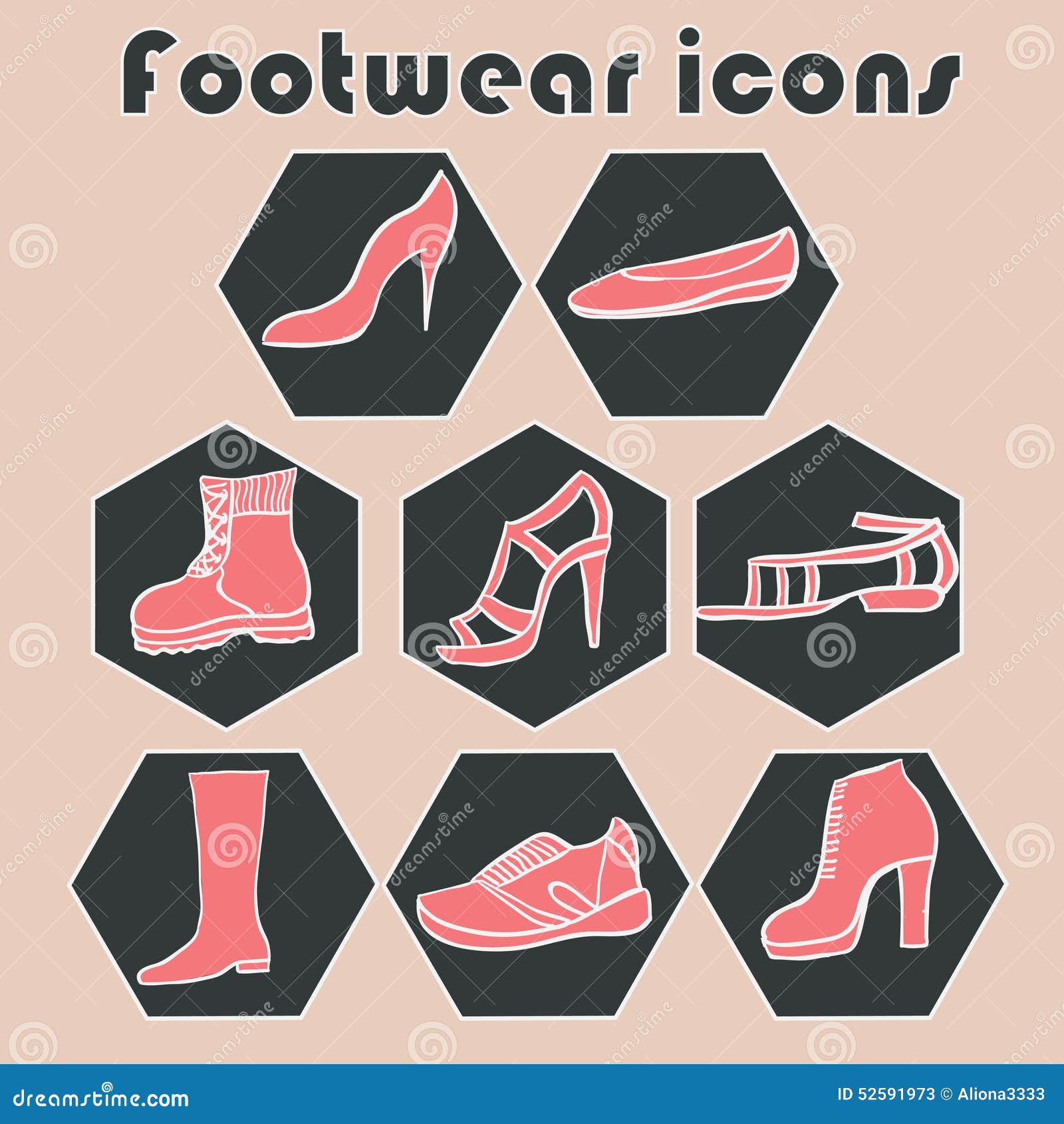 Hand Drawn Footwear Icons Set Stock Vector - Illustration of hand, pink ...
