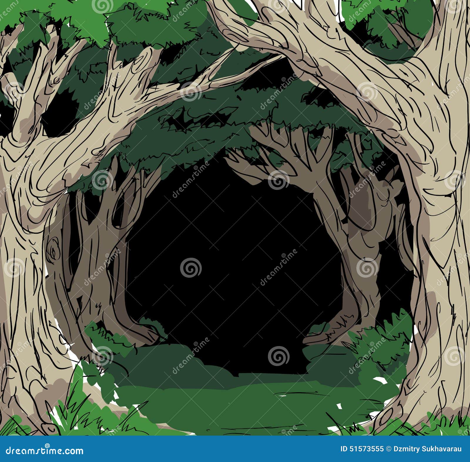 Hand Drawn forest Sketch stock vector. Illustration of forest - 51573555