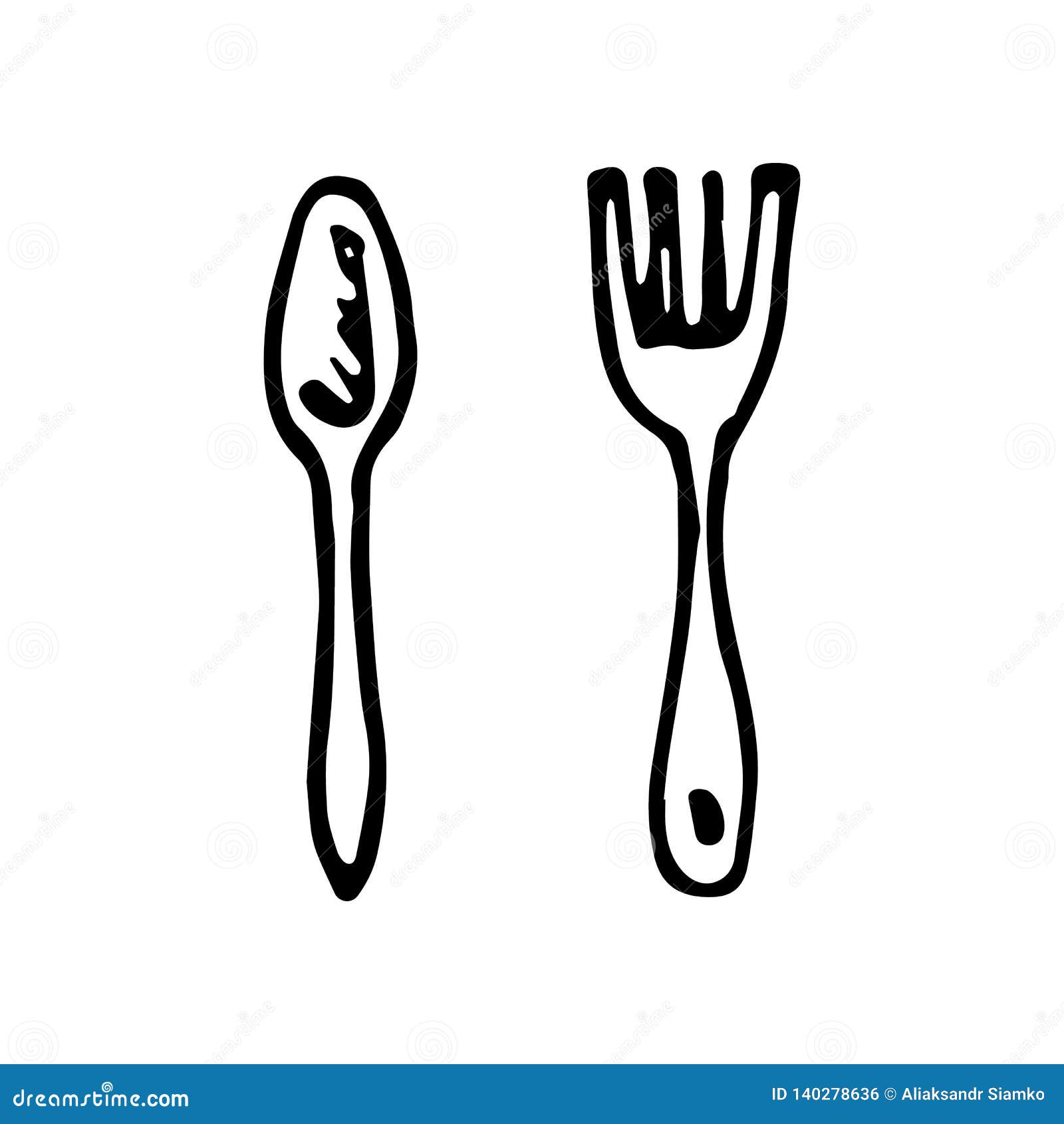 Hand Drawn Fork and Knife Doodle. Sketch Style Icon. Decoration Element ...