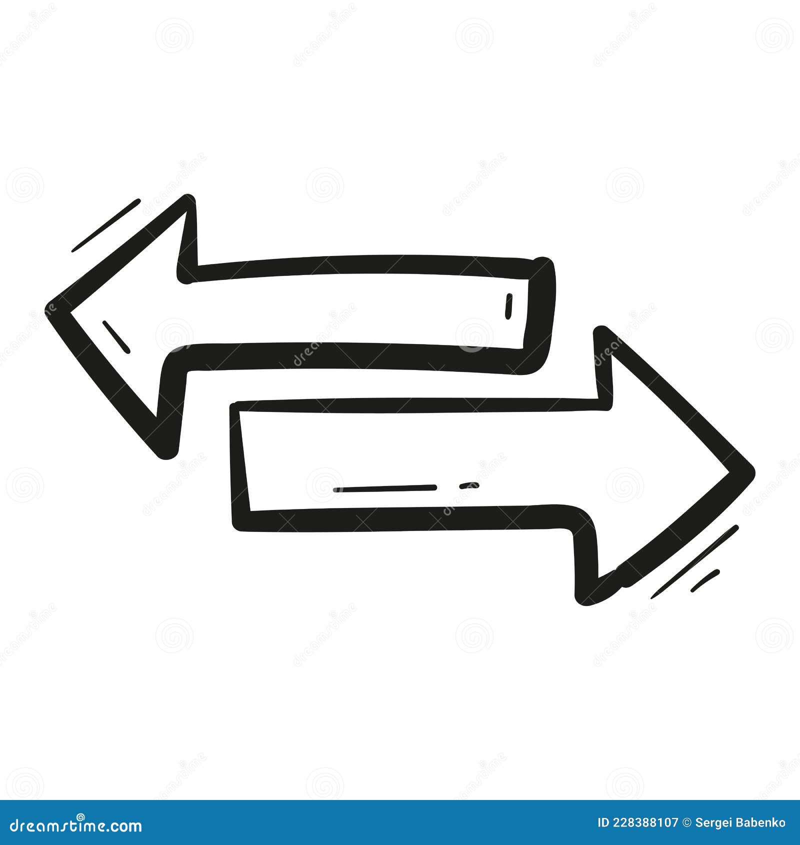 Hand Drawn Forward and Backward Arrow Icon in Doodle Style Isolated ...