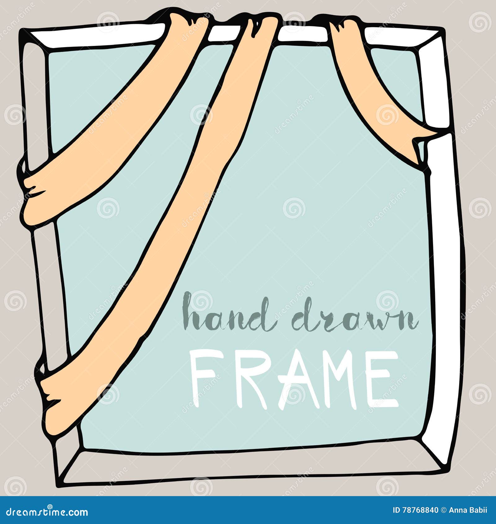 Hand Drawn Frame. Bow and Ribbon Border Stock Vector - Illustration of ...