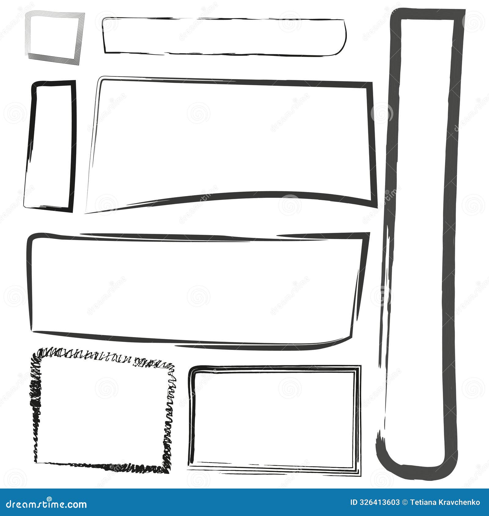 Hand Drawn Frame Collection. Abstract Vector Shapes. Varied Rectangle ...