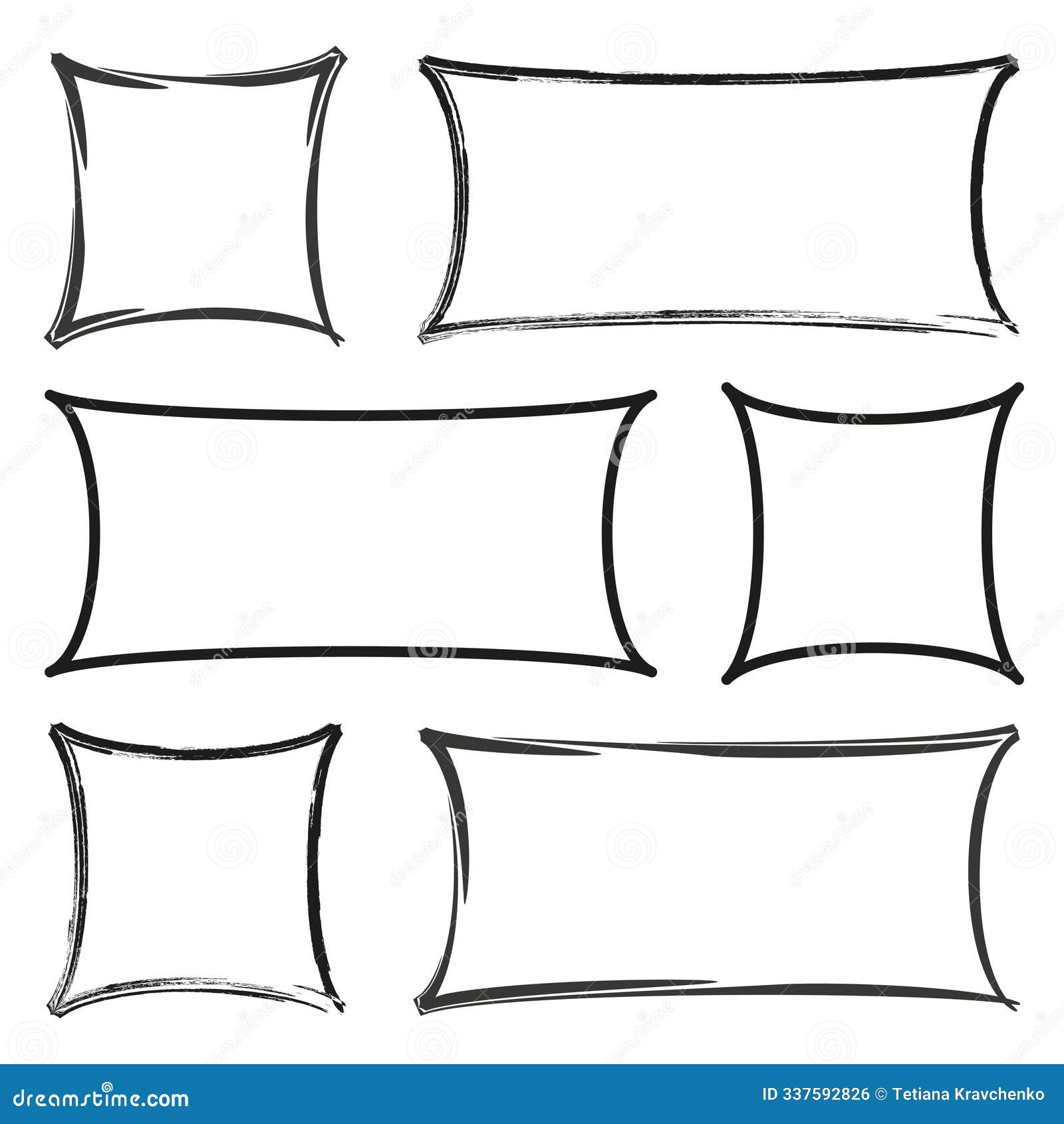 Hand Drawn Frame Collection. Distressed Rectangle Shapes. Rough Border ...