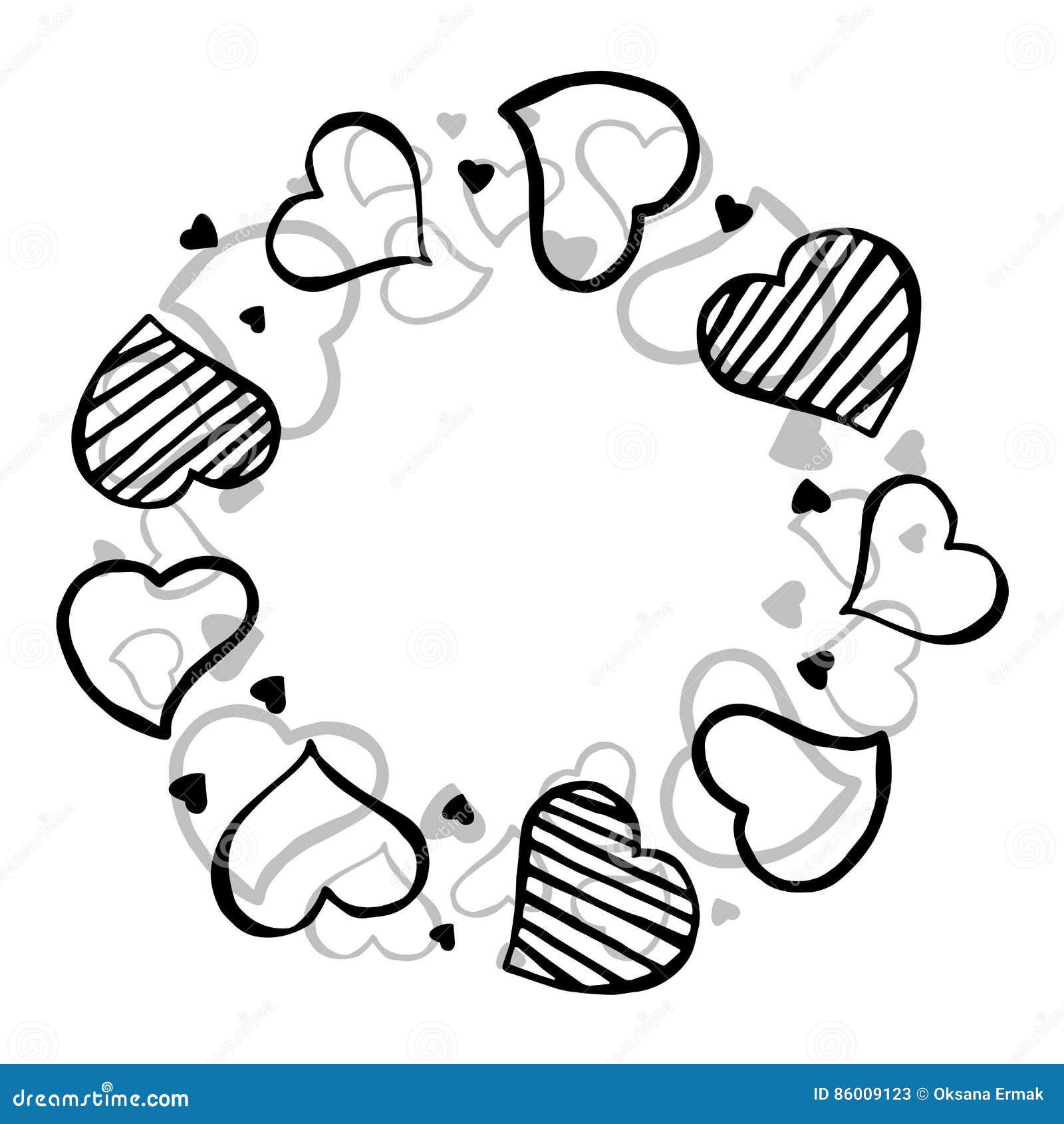 Hand Drawn Frame of Hearts stock vector. Illustration of drawing - 86009123