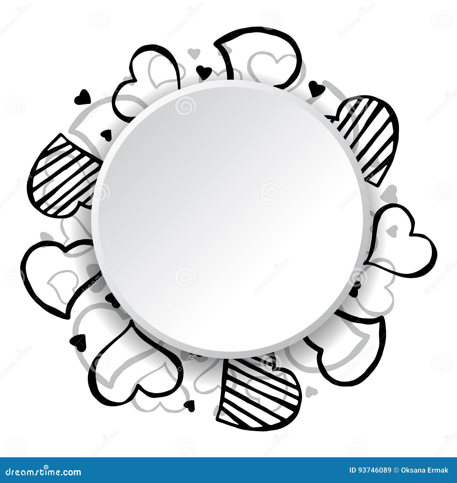 Hand Drawn Frame of Hearts stock vector. Illustration of doodle - 93746089