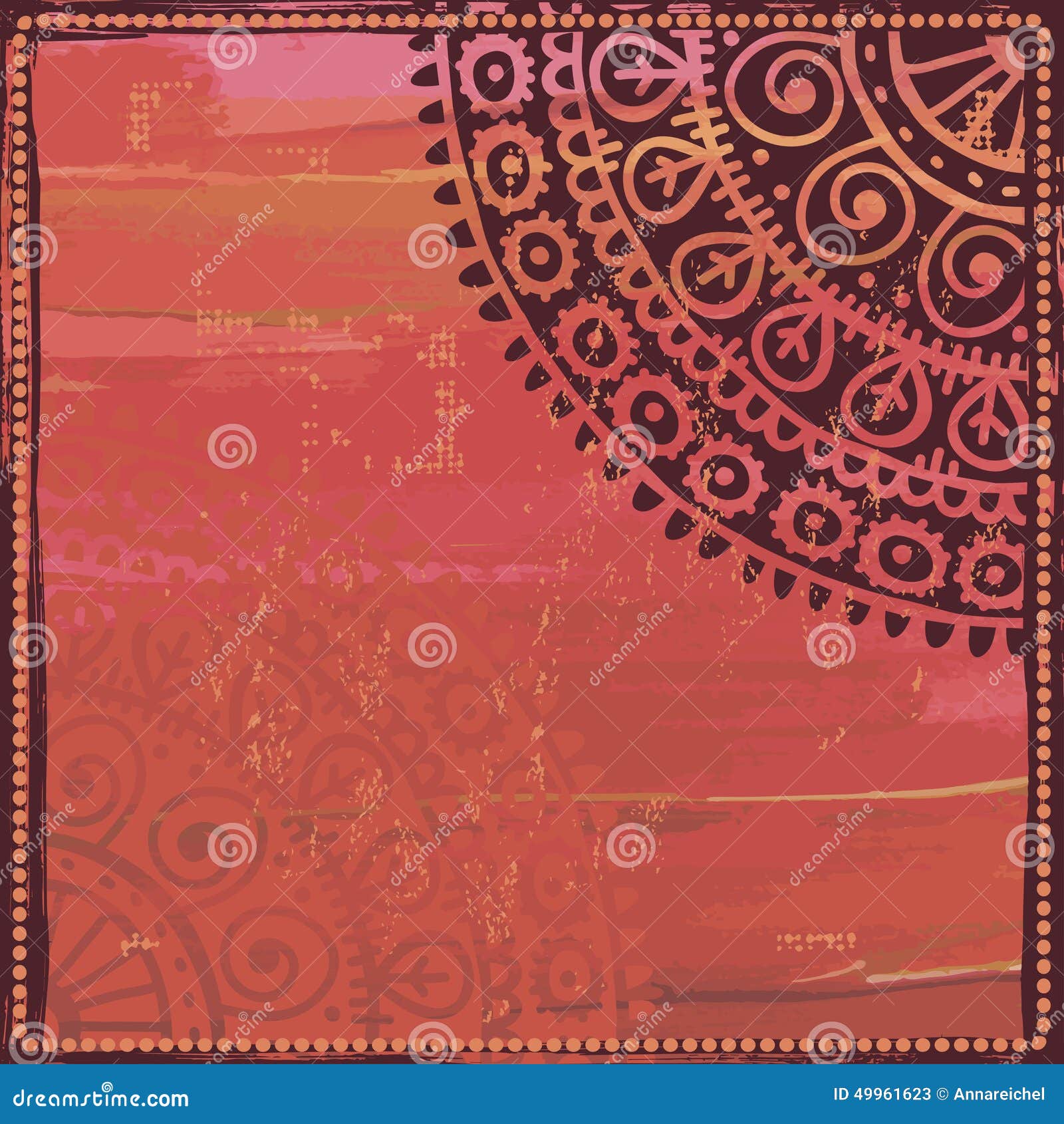 Hand Drawn Frame in Indian Style Stock Vector - Illustration of antique ...