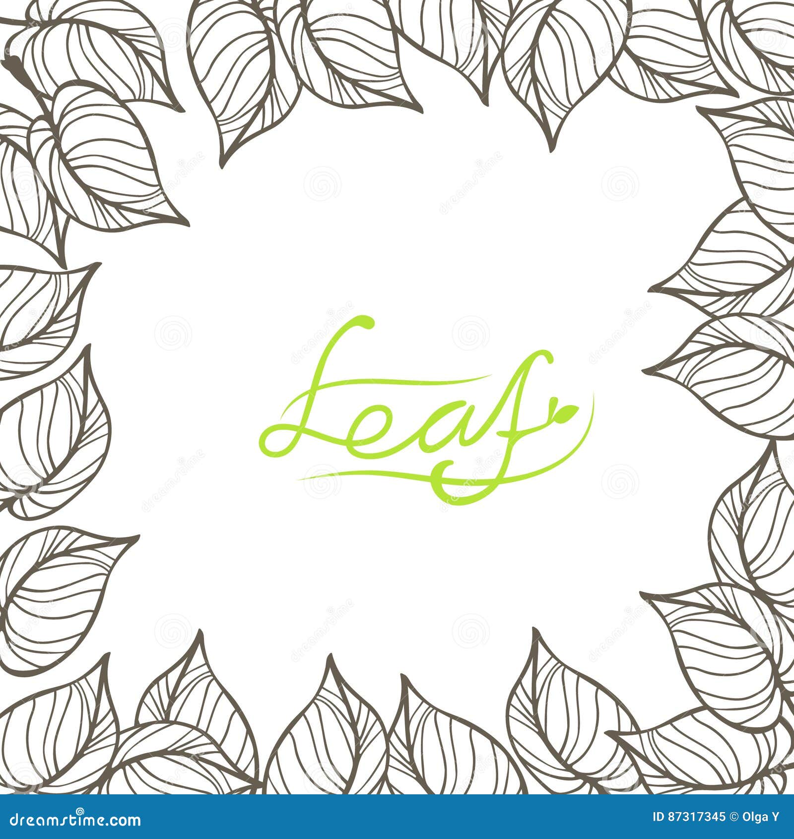 Hand-drawn frame with leaf stock illustration. Illustration of ecology ...