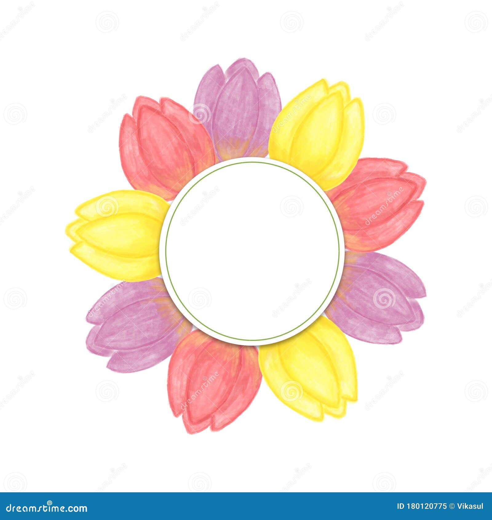 Hand Drawn Frame with Multi Colored Tulips, Floral Frames Design, for ...