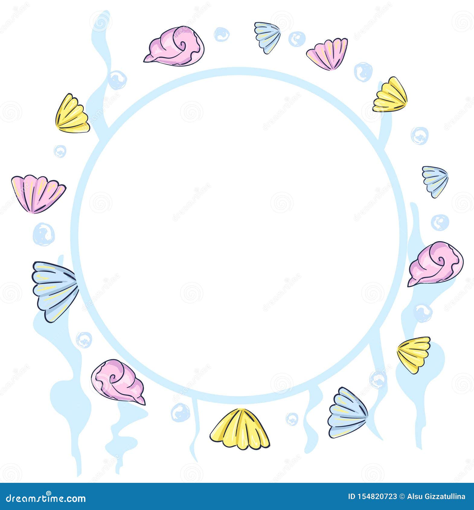 Hand Drawn Frame with Shell Vector Illustration. Stock Vector ...