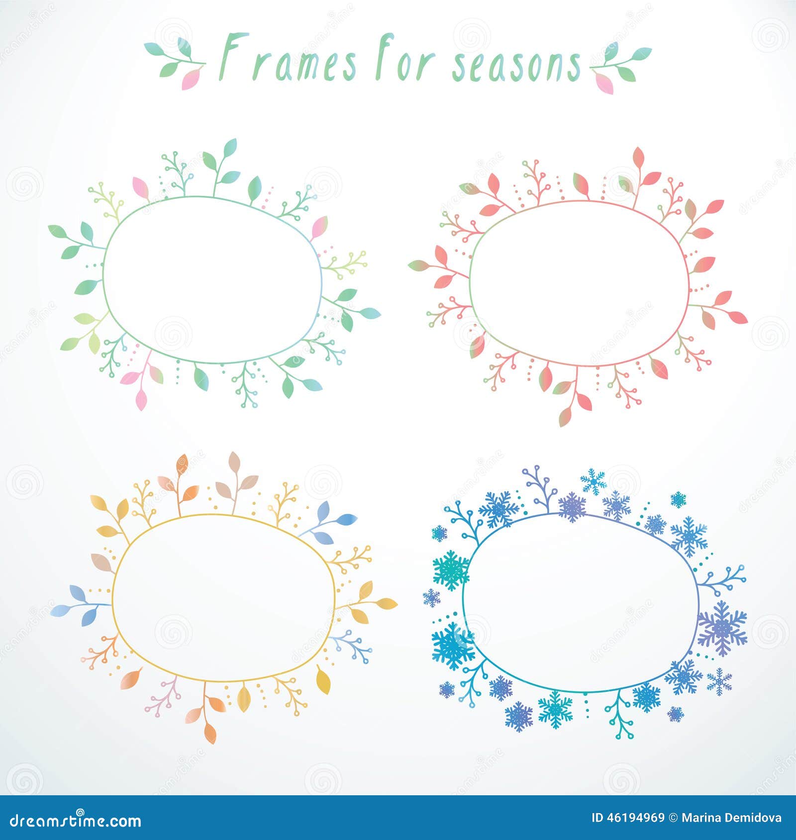 Hand-drawn Frames with All Seasons Stock Vector - Illustration of paper ...