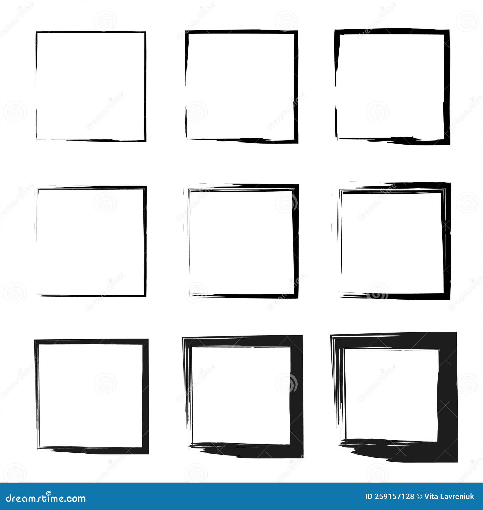 Hand Drawn Frames. Black Square Shape Borders. Rectangular Shapes Stock ...