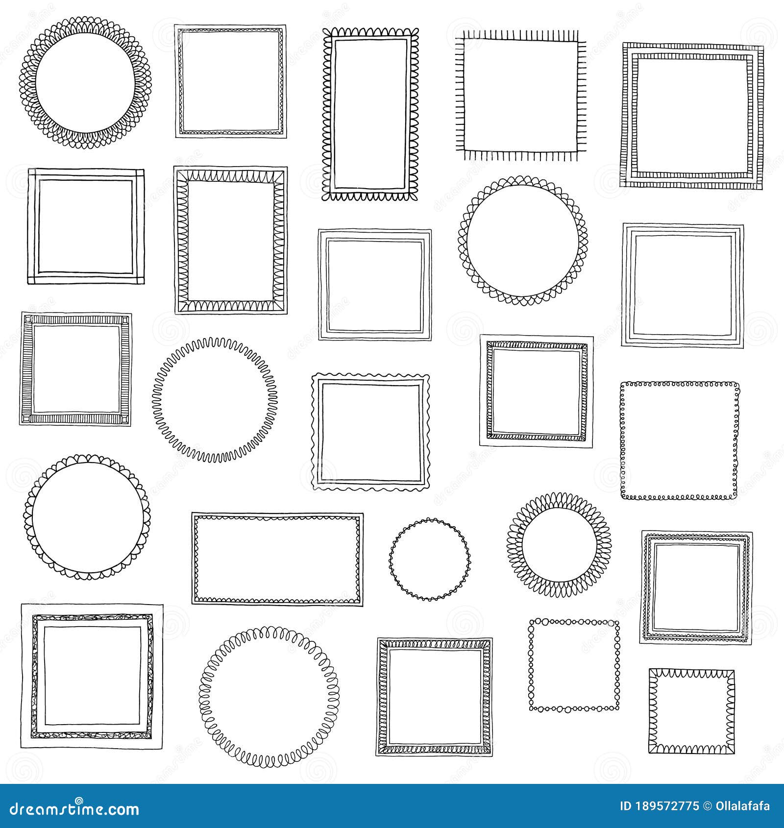 Hand Drawn Frames in Cartoon Style Stock Vector - Illustration of draw ...