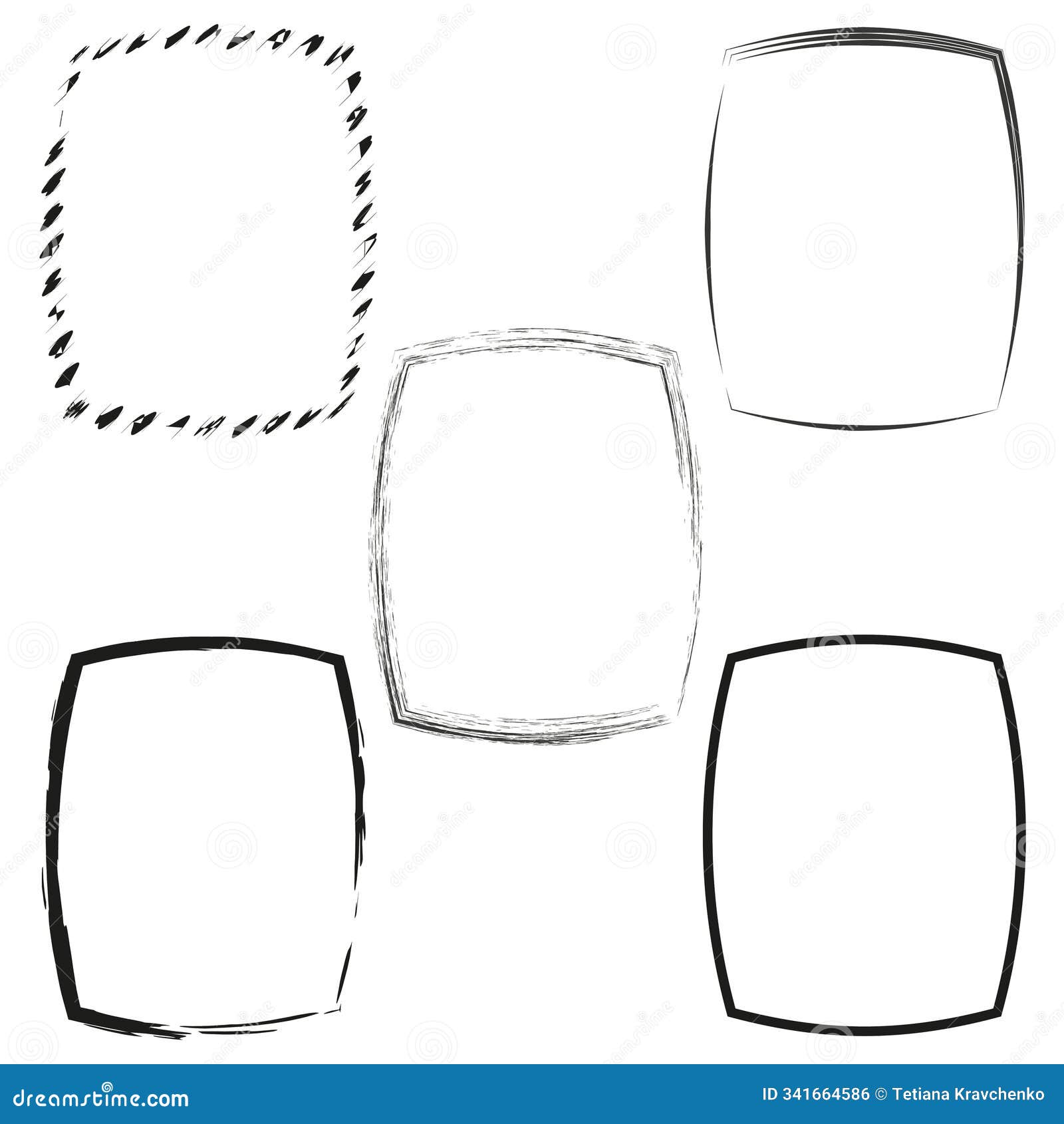 Hand Drawn Frames Collection. Artistic Frame Set. Black Rough Vector Lines. Minimalist Square ...