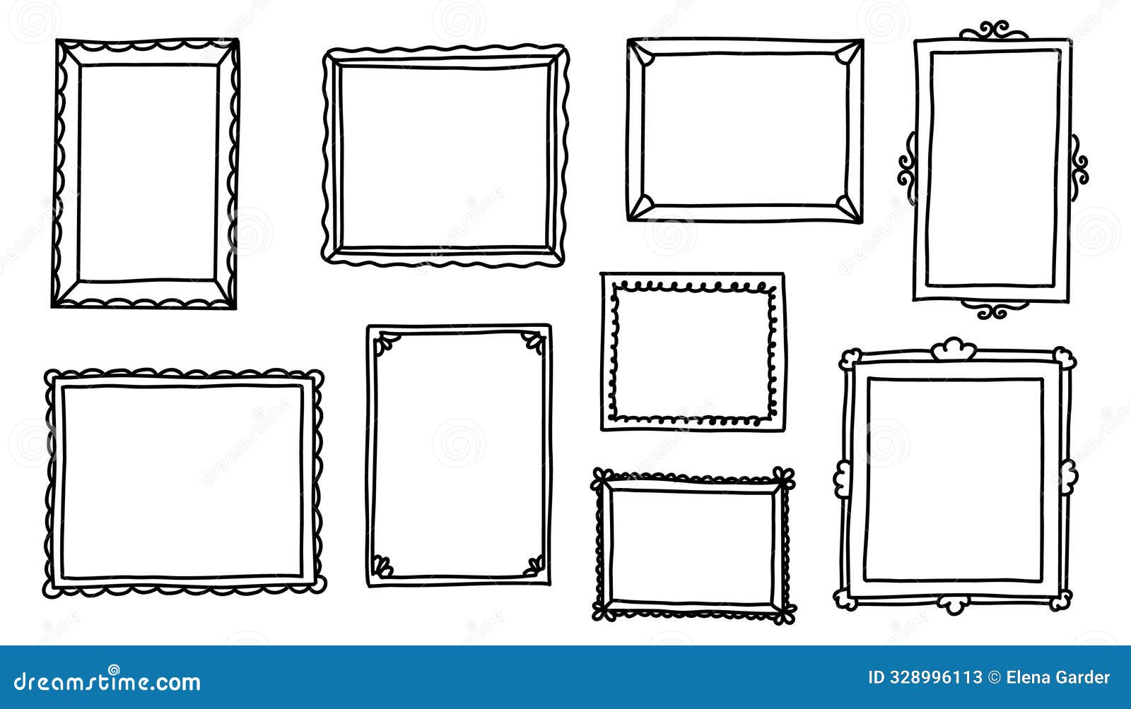 Hand Drawn Frames. Doodle Scribble Simple Box. Vector Empty Drawing ...