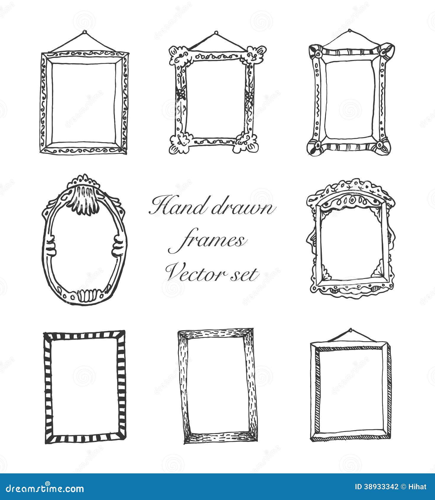 Hand drawn frames eps8 stock illustration. Illustration of drawn - 38933342