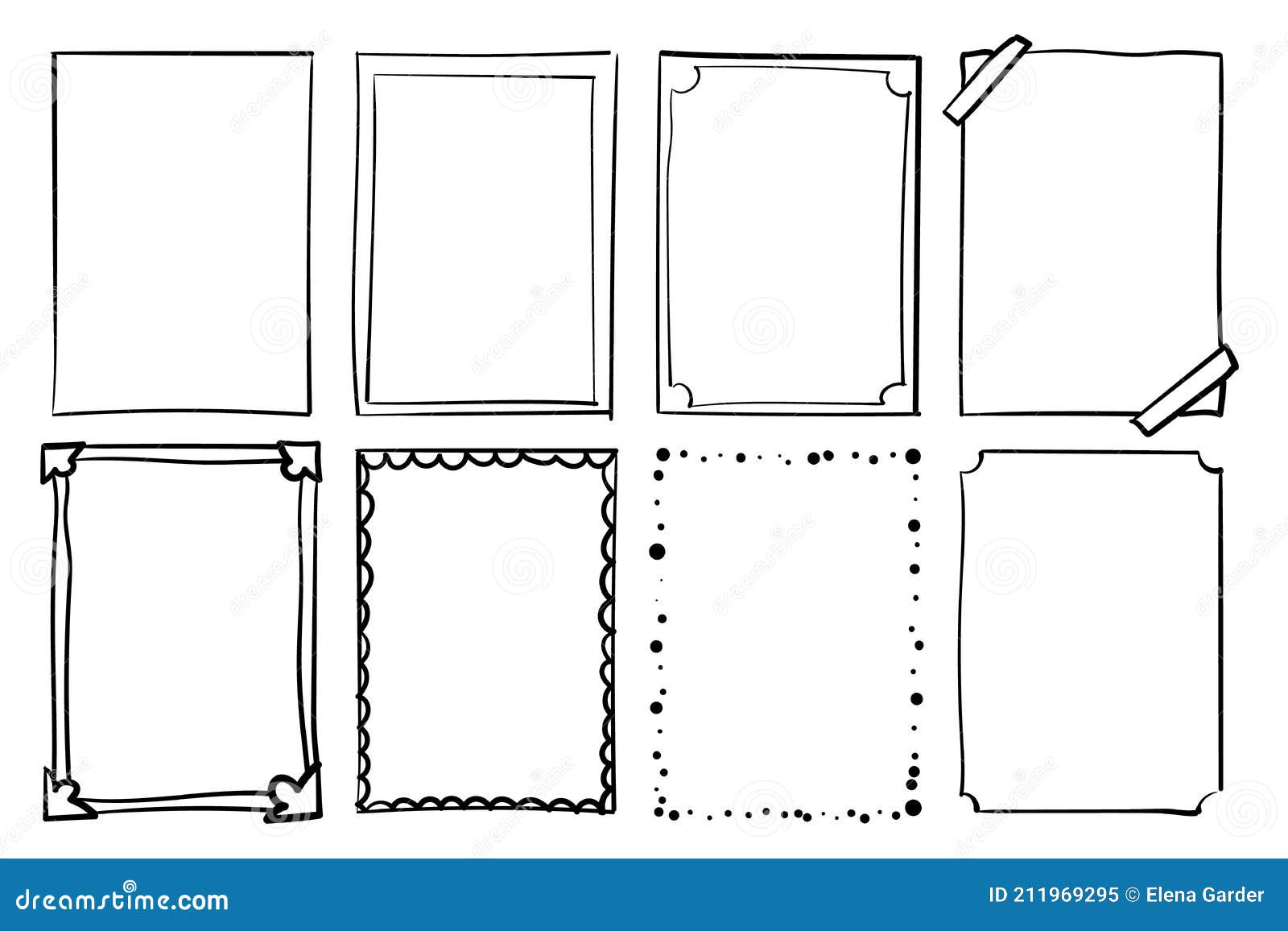 Hand Drawn Frames. Handdrawn Scribble Simple Box. Vector Empty Drawing ...