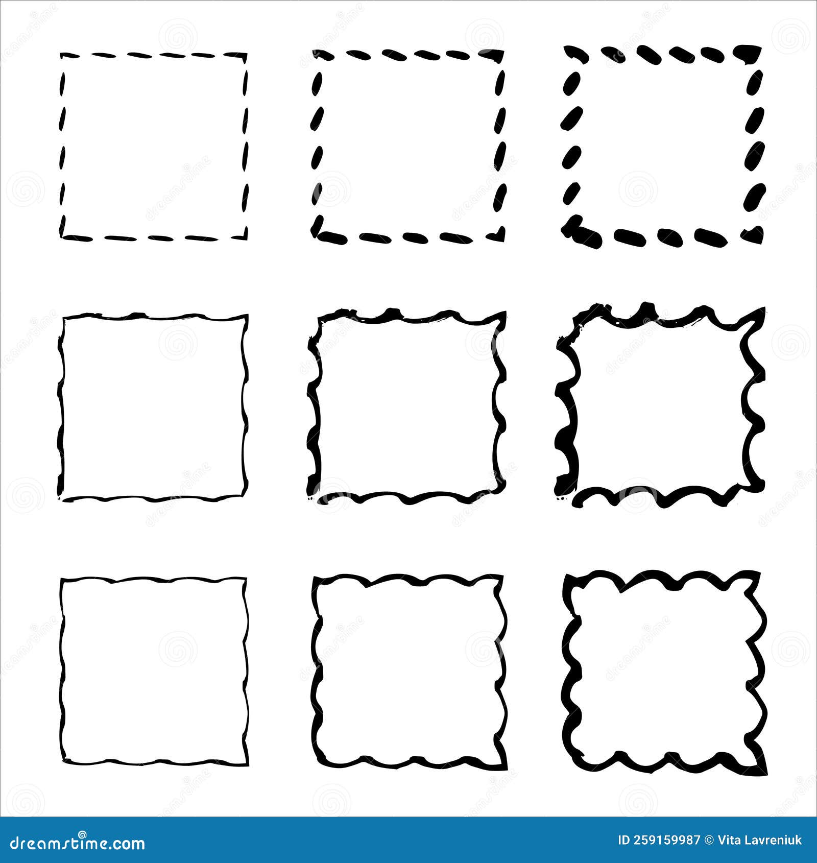 Hand Drawn Frames. Handdrawn Square Frame. Set of Design Elements Stock ...