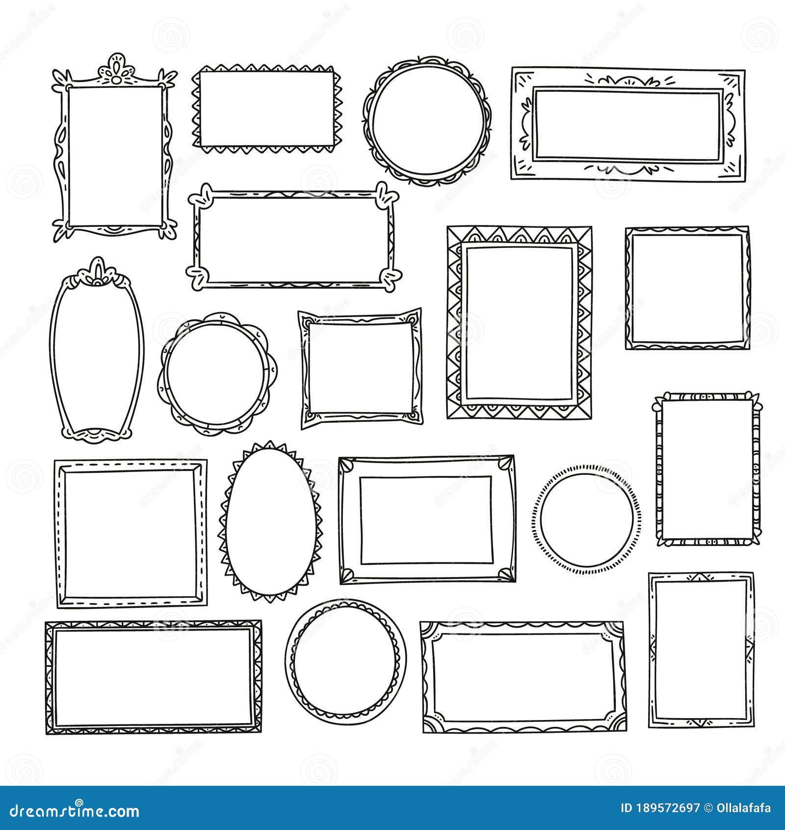 Hand Drawn Frames Set in Cartoon Style Stock Vector - Illustration of ...