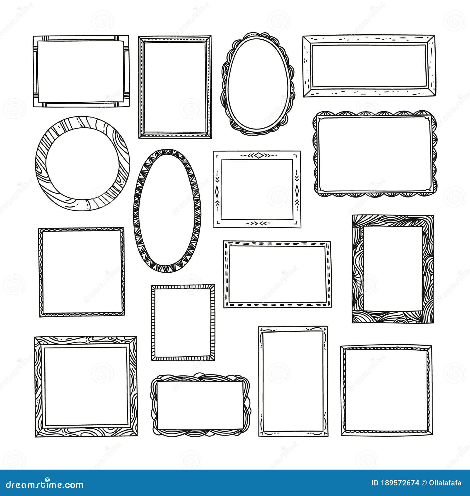 Hand Drawn Frames Set in Cartoon Style Stock Vector - Illustration of ...