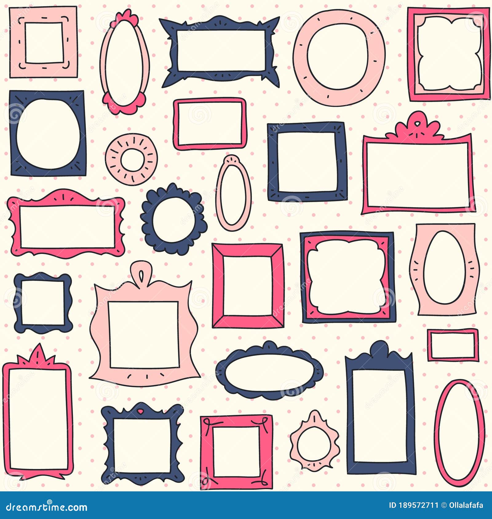 Hand Drawn Frames Set in Cartoon Style Stock Vector - Illustration of ...