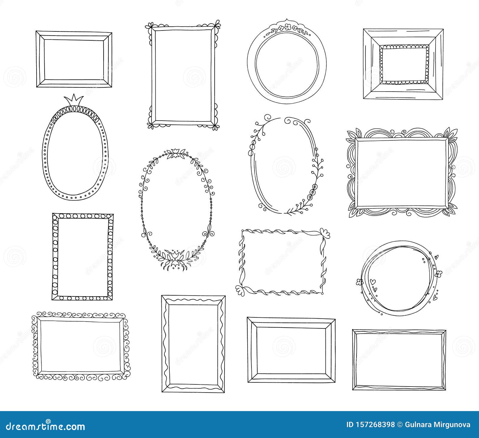 Hand Drawn Frames Set. Cartoon Style Stock Vector - Illustration of ...