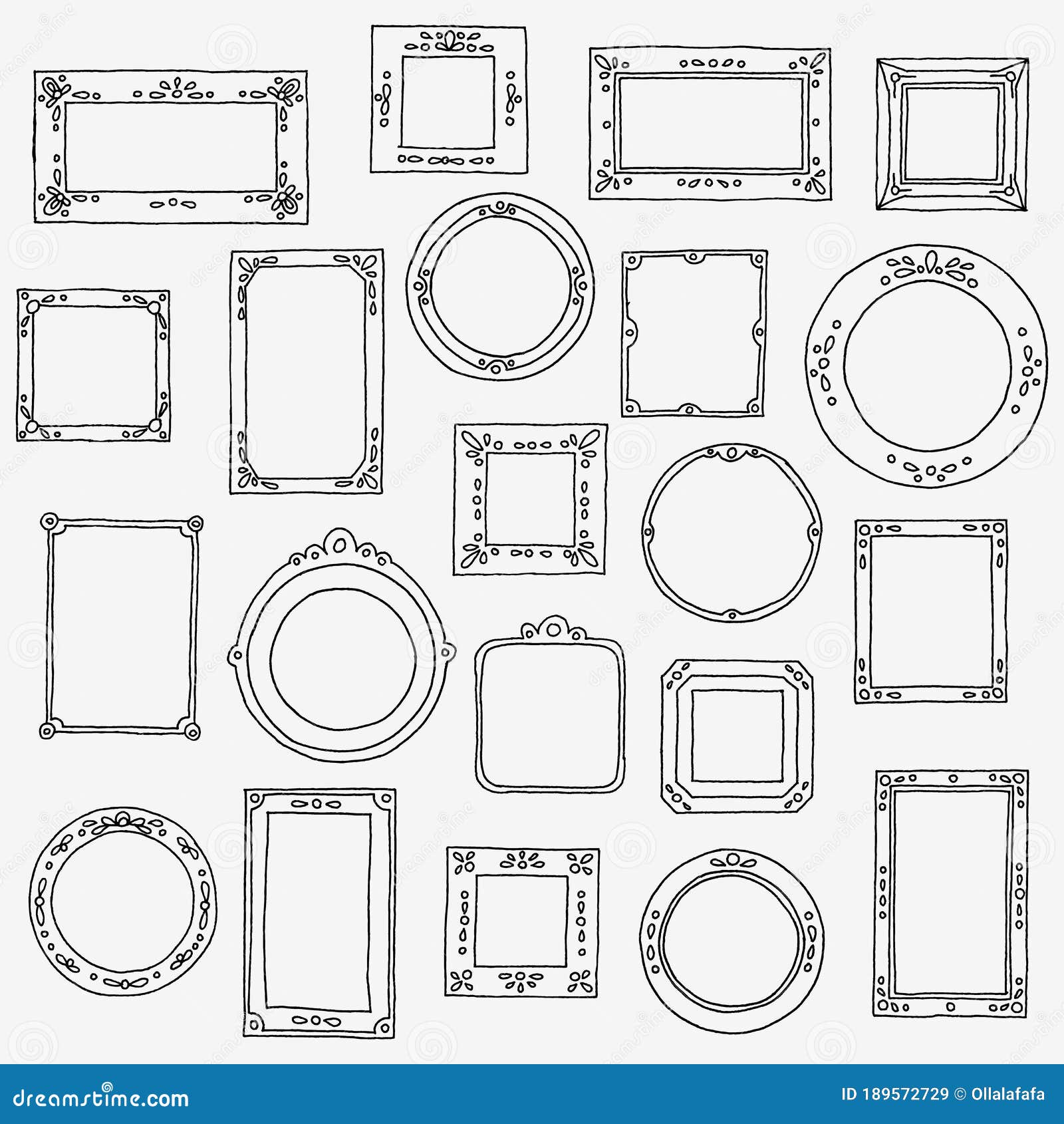 Hand Drawn Frames Set in Cartoon Style Stock Vector - Illustration of ...