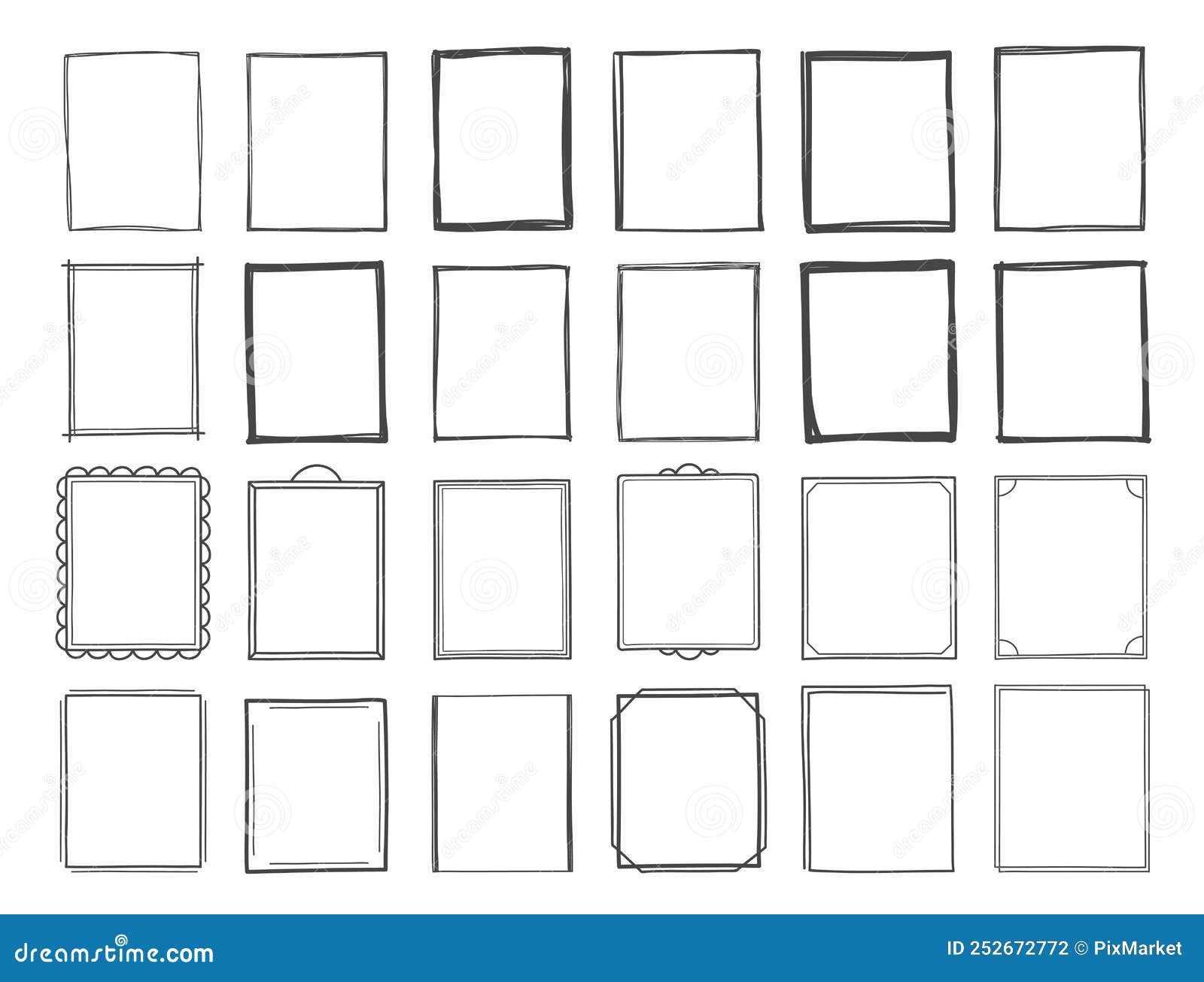 Hand Drawn Frames stock vector. Illustration of outline - 252672772