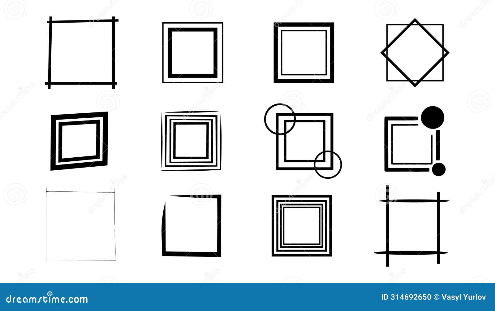 Hand Drawn Frames. Hand Drawn Square Frame Stock Vector - Illustration ...
