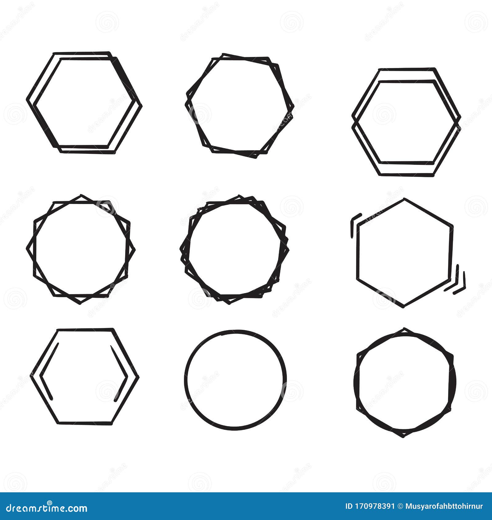 Hand Drawn Frames Thin Line Set for Invitation Decoration or Other ...