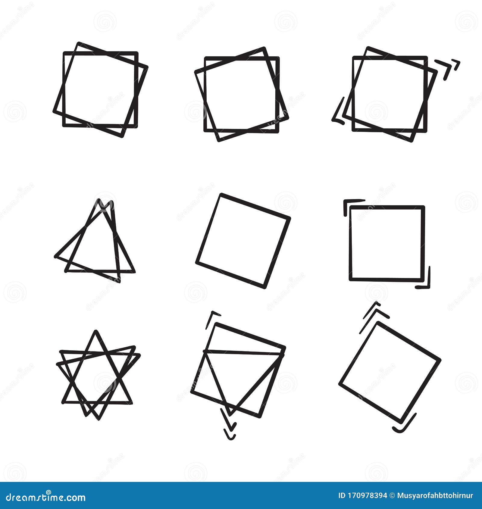 Hand Drawn Frames Thin Line Set for Invitation Decoration or Other ...