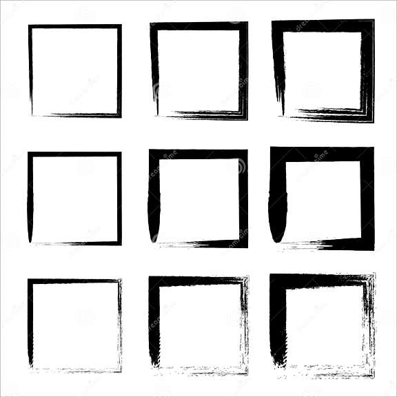 Hand Drawn Frames. Vector Black Painted Squares. Set of Design Elements Stock Vector ...