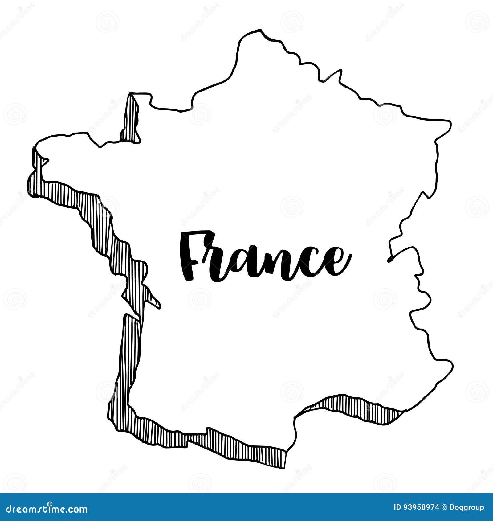 Hand Drawn of France Map, Illustration Stock Illustration ...