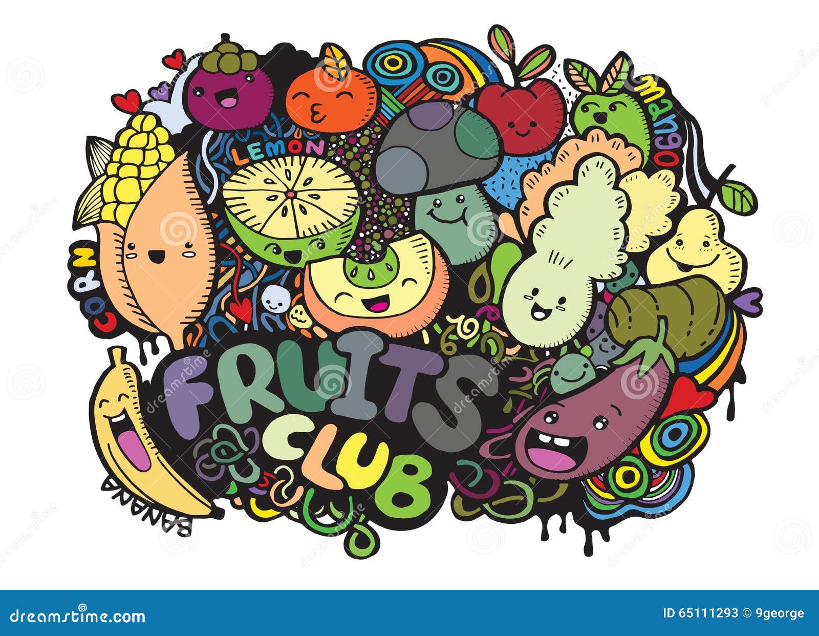 Fruit Doodle Set Vector Illustration | CartoonDealer.com #75581910