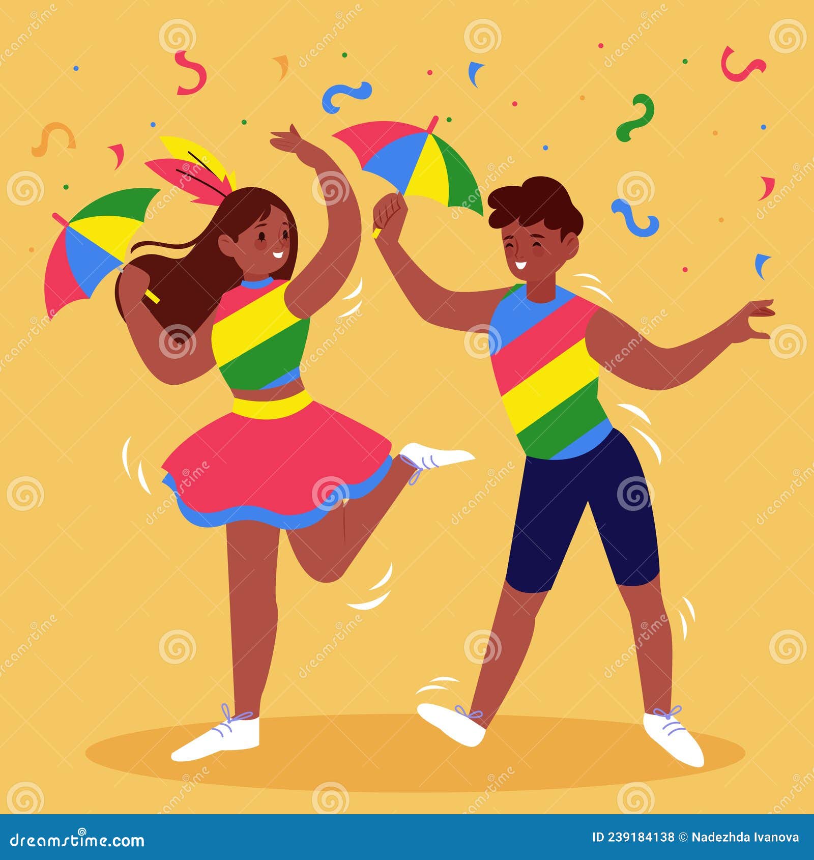 Hand Drawn Frevo Illustration Vector Illustration. Stock Vector ...