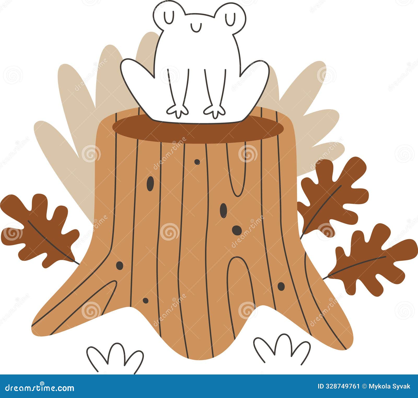 Hand Drawn Frog Sitting on Stump Stock Illustration - Illustration of ...