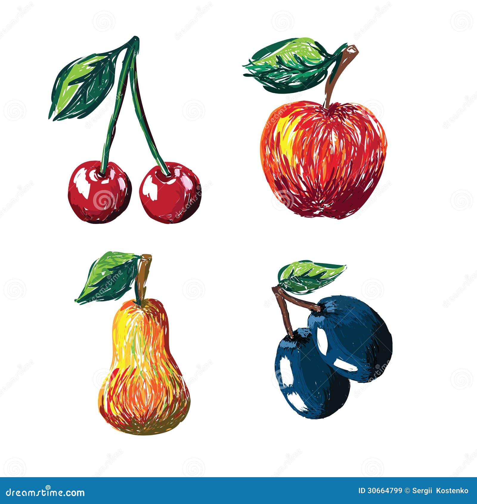 Hand Drawn Fruit Collection Stock Vector - Image: 30664799