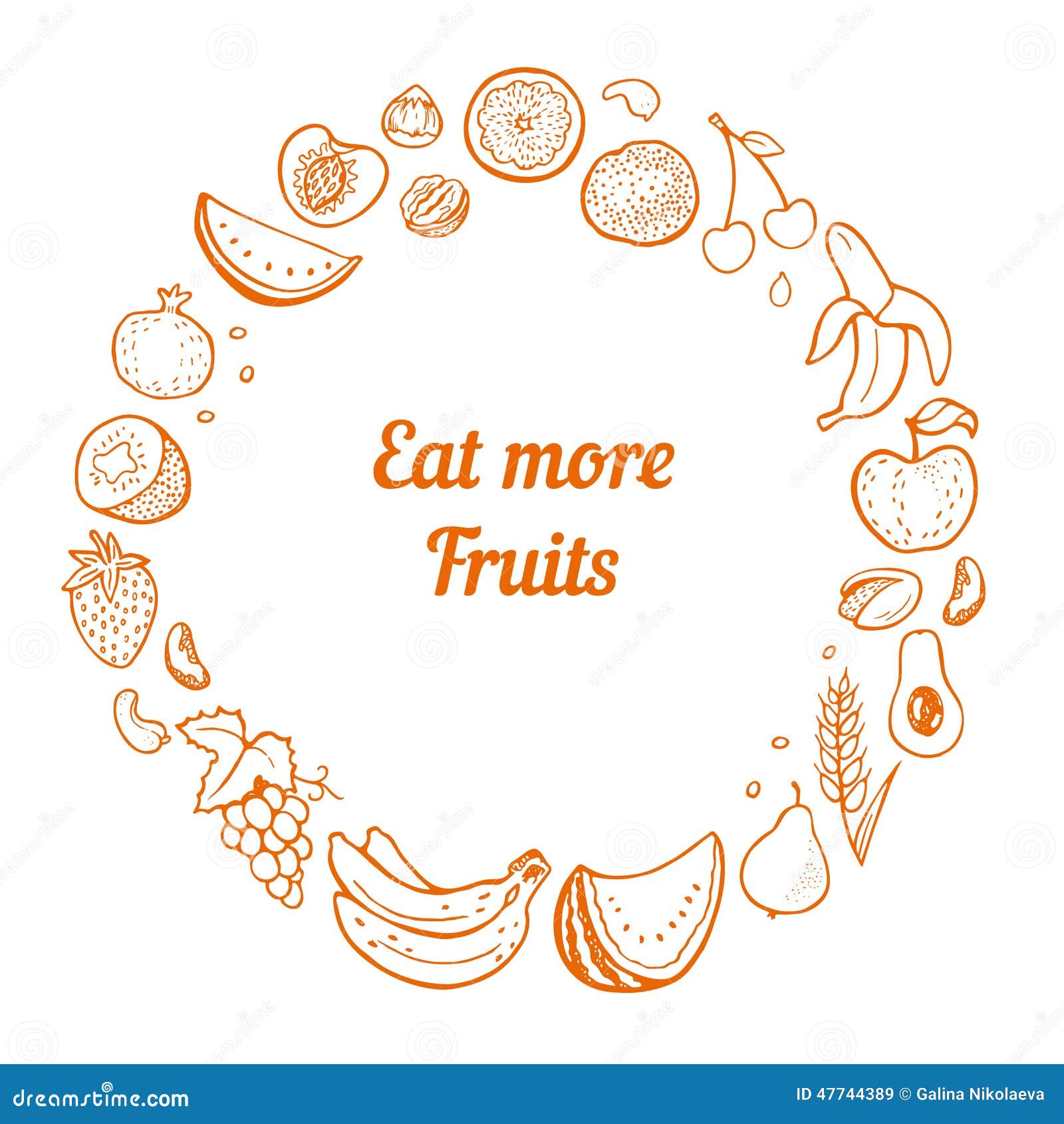 Hand drawn fruit frame. stock illustration. Illustration of grapes ...