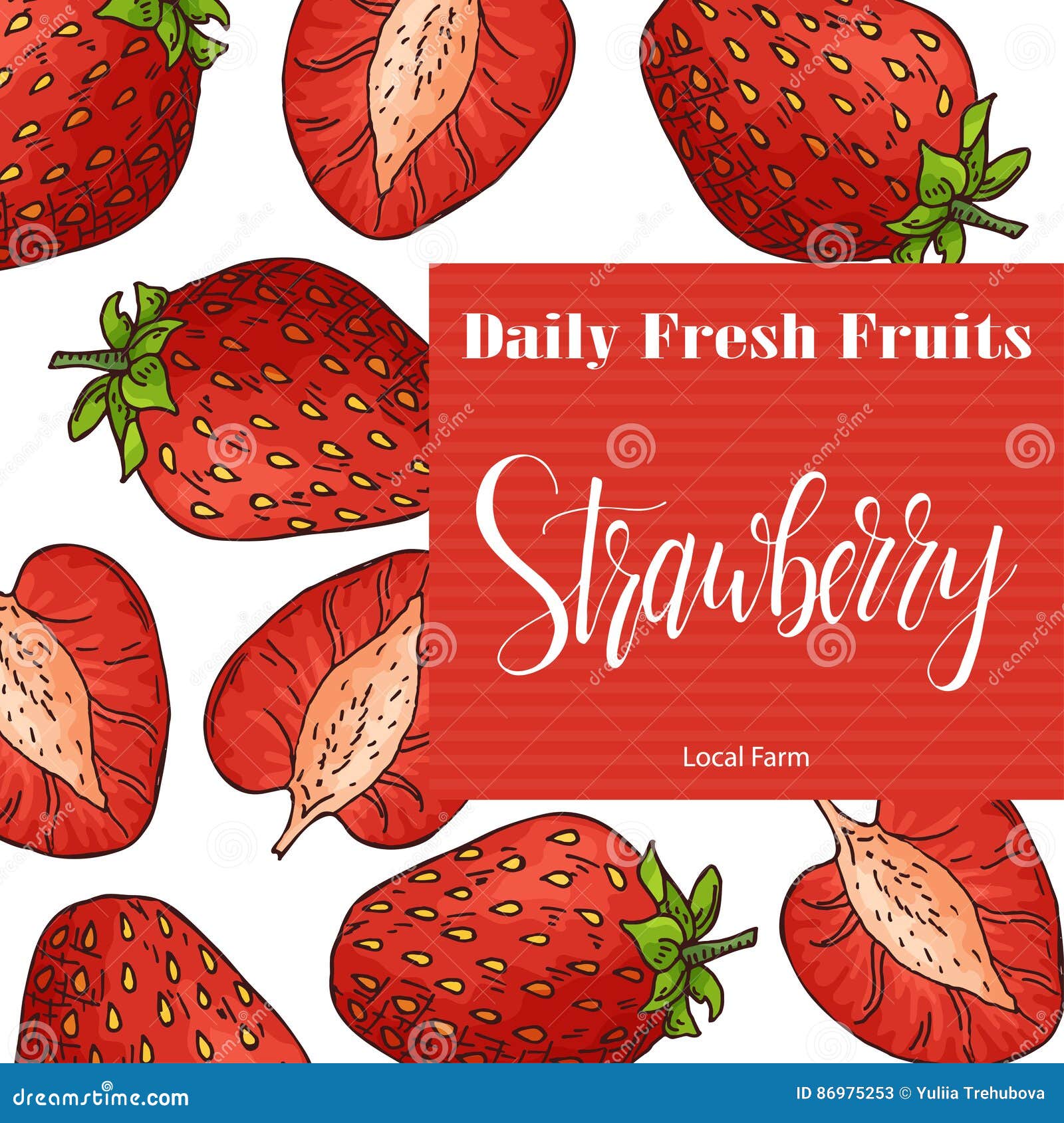 Hand Drawn Fruit Illustration. Sweet Strawberry Element. Vector Sketch ...