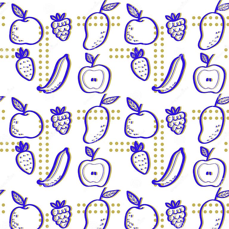 Hand Drawn Fruit Pattern. Print Texture. Fabric Design. Stock Vector ...