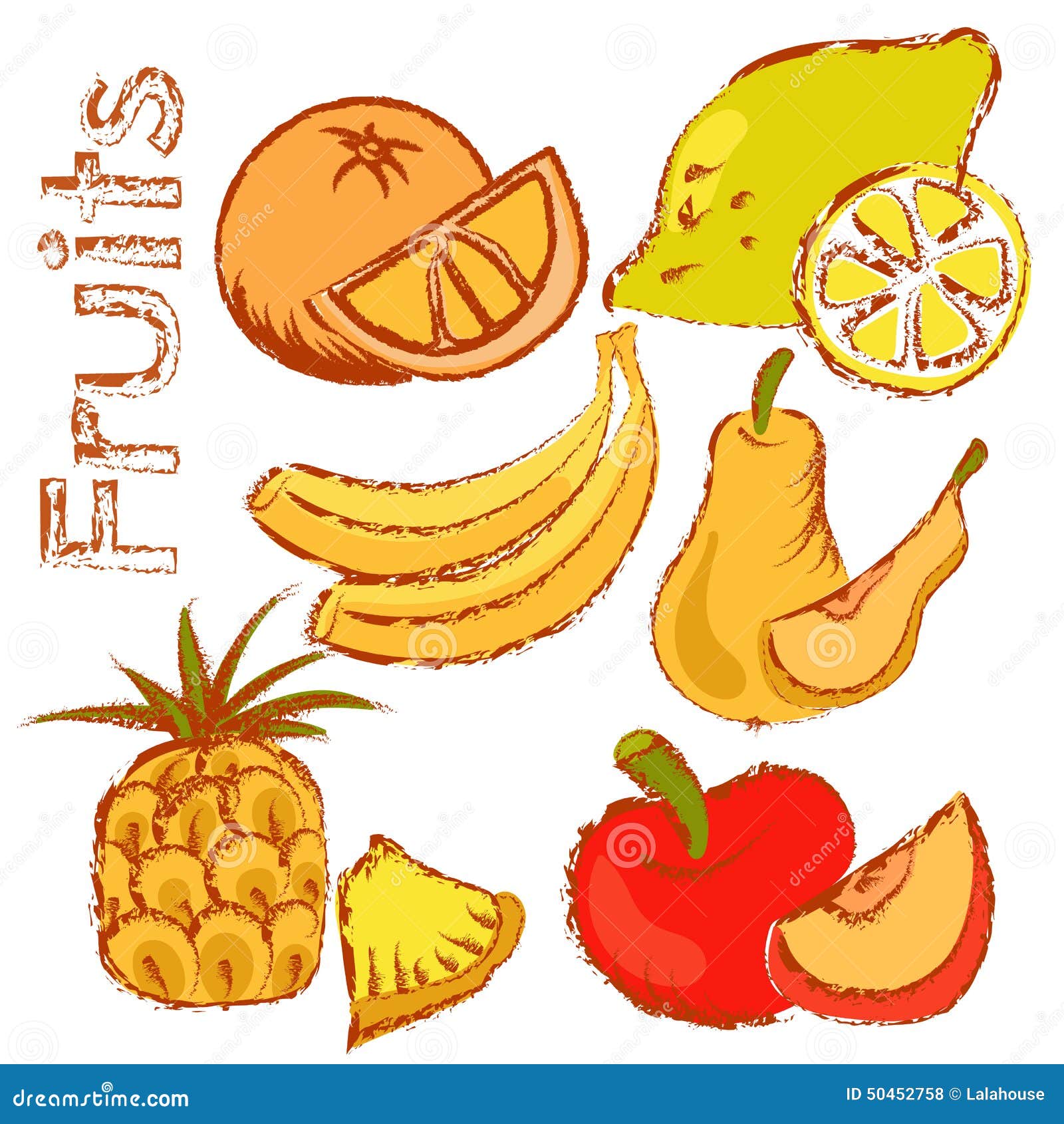 Hand drawn fruits set stock vector. Illustration of nature - 50452758