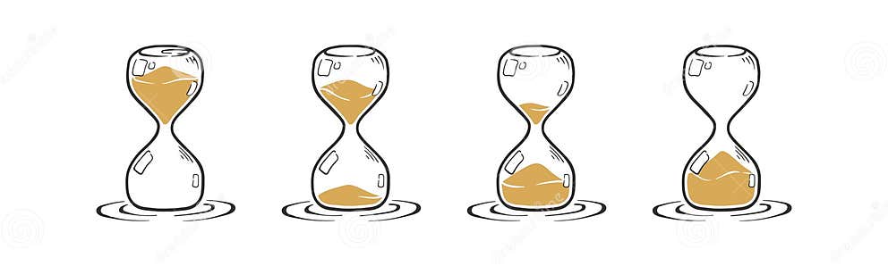 Hand Drawn of the Full Countdown Duration of Hourglass for Deadline ...