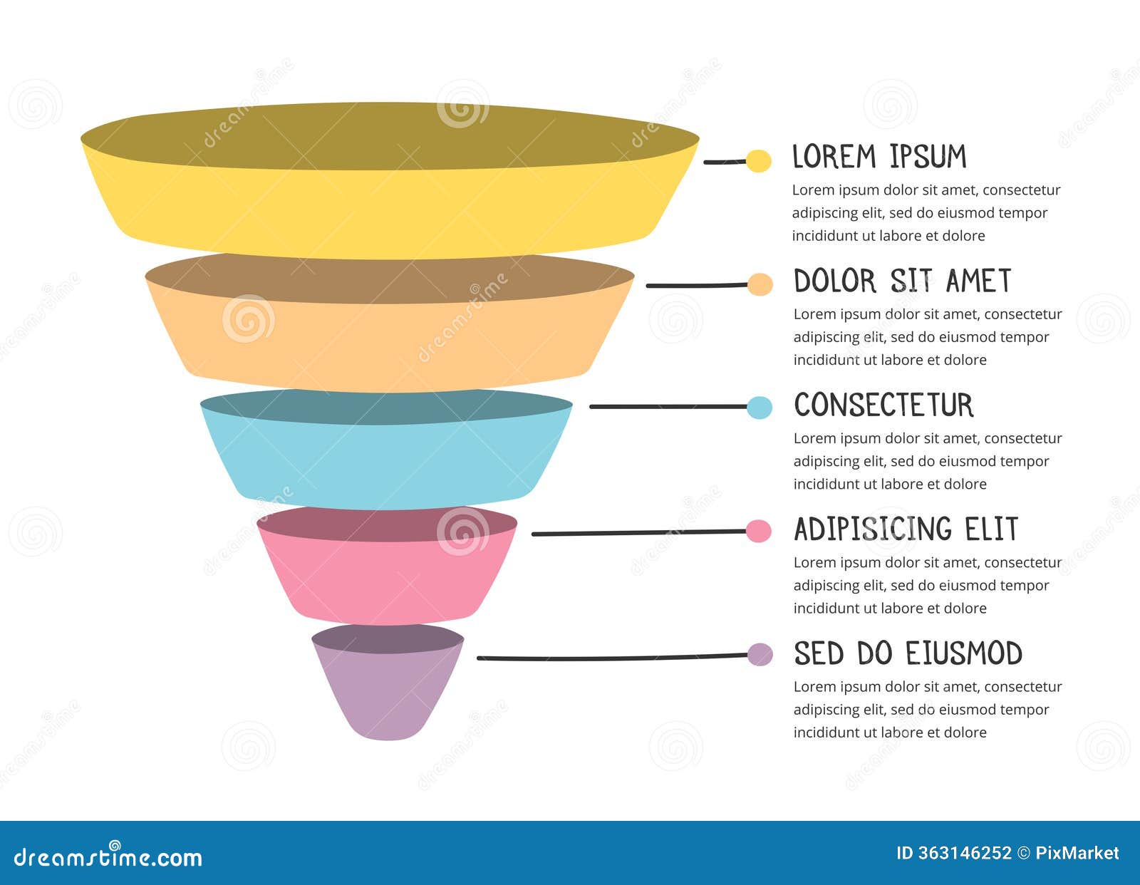Hand Drawn Funnel Chart stock illustration. Illustration of number ...