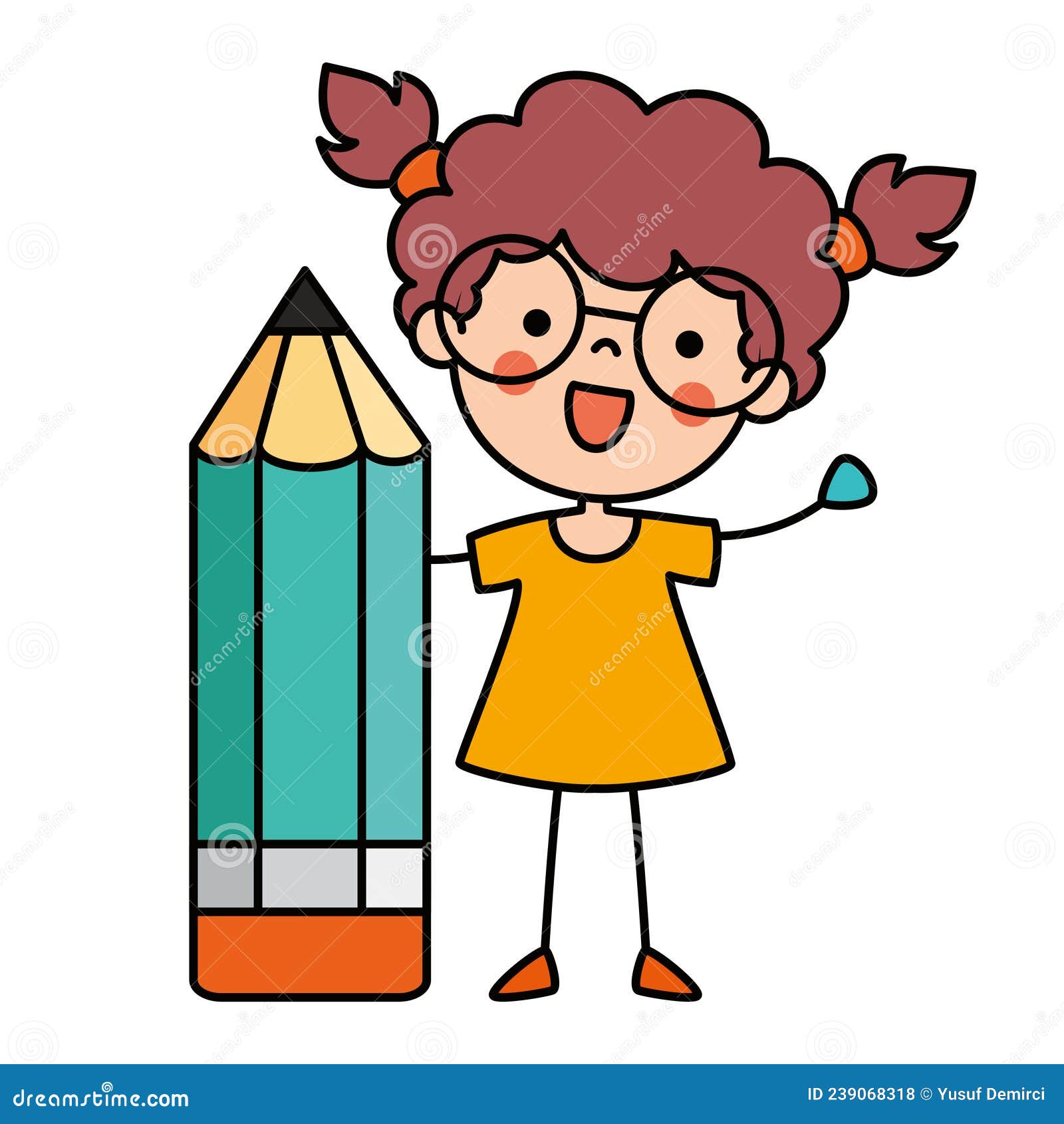 Hand Drawn Funny Cartoon Student Stock Vector - Illustration of hand ...