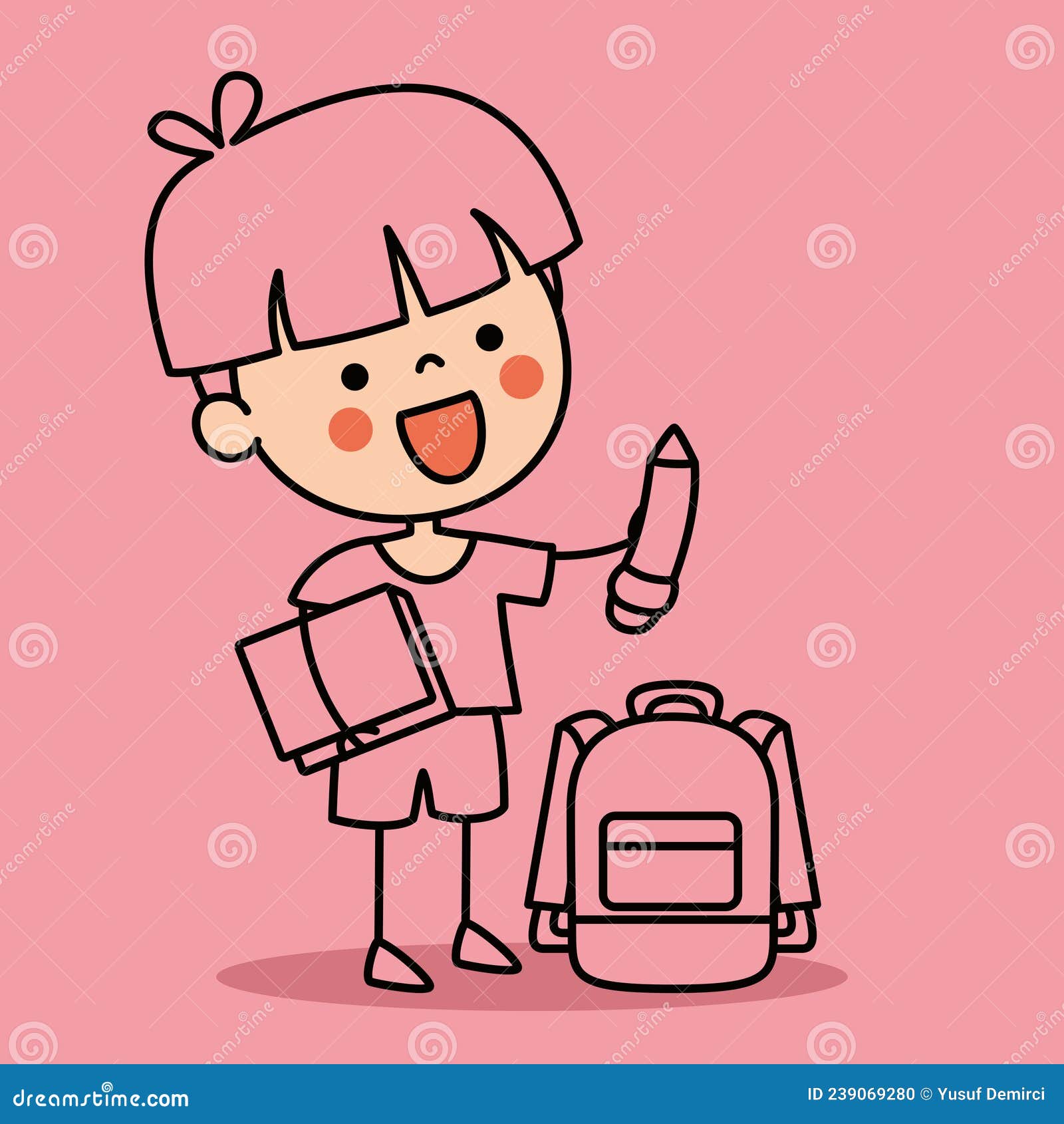Hand Drawn Funny Cartoon Student Stock Vector - Illustration of drawing ...