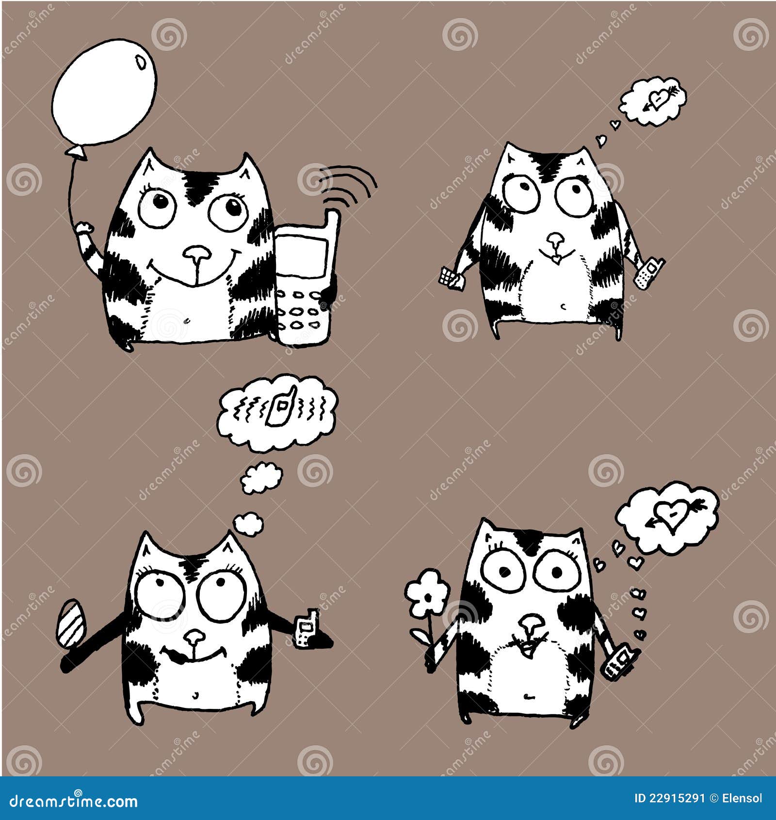 Hand drawn funny cats stock illustration. Illustration of clip - 22915291