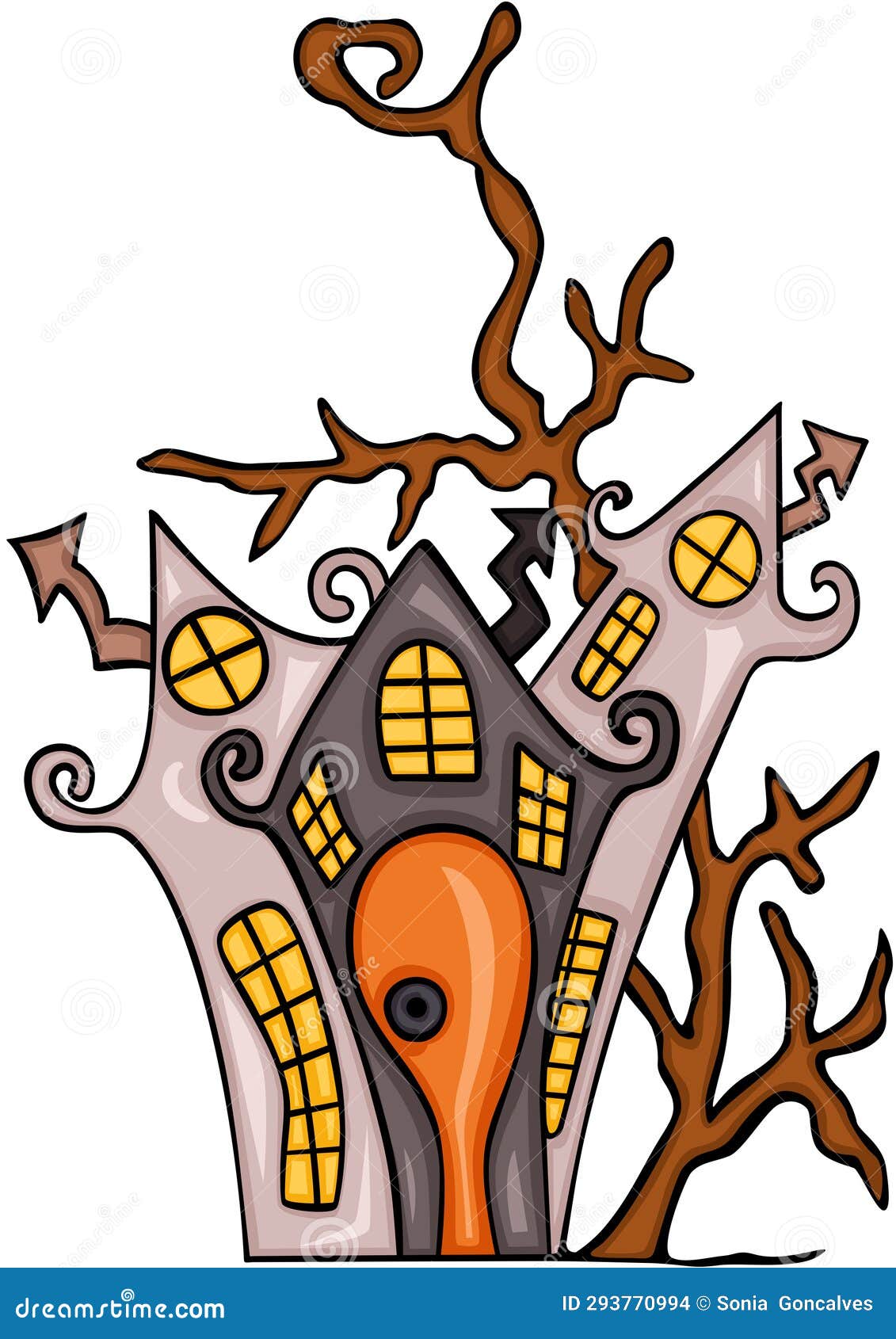 Hand Drawn Funny Doodle of Haunted Halloween House Stock Vector ...
