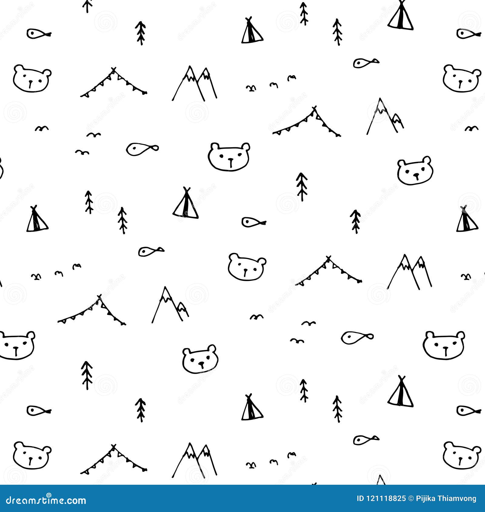 Hand Drawn Funny Pattern Background. Stock Vector - Illustration of ...