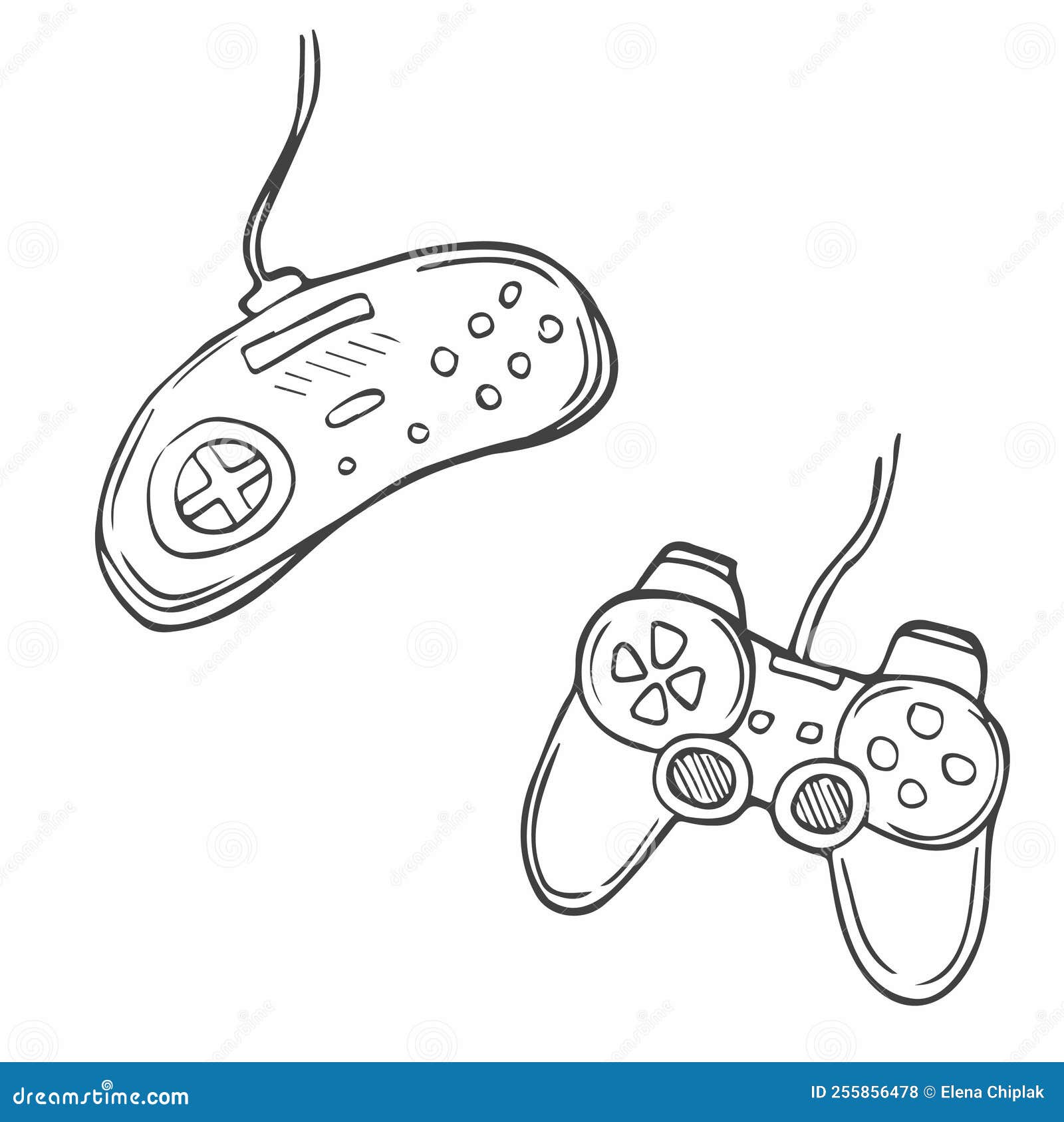 Hand Drawn Game Pad. Video Game Controller Icon in Doodle Style Stock ...